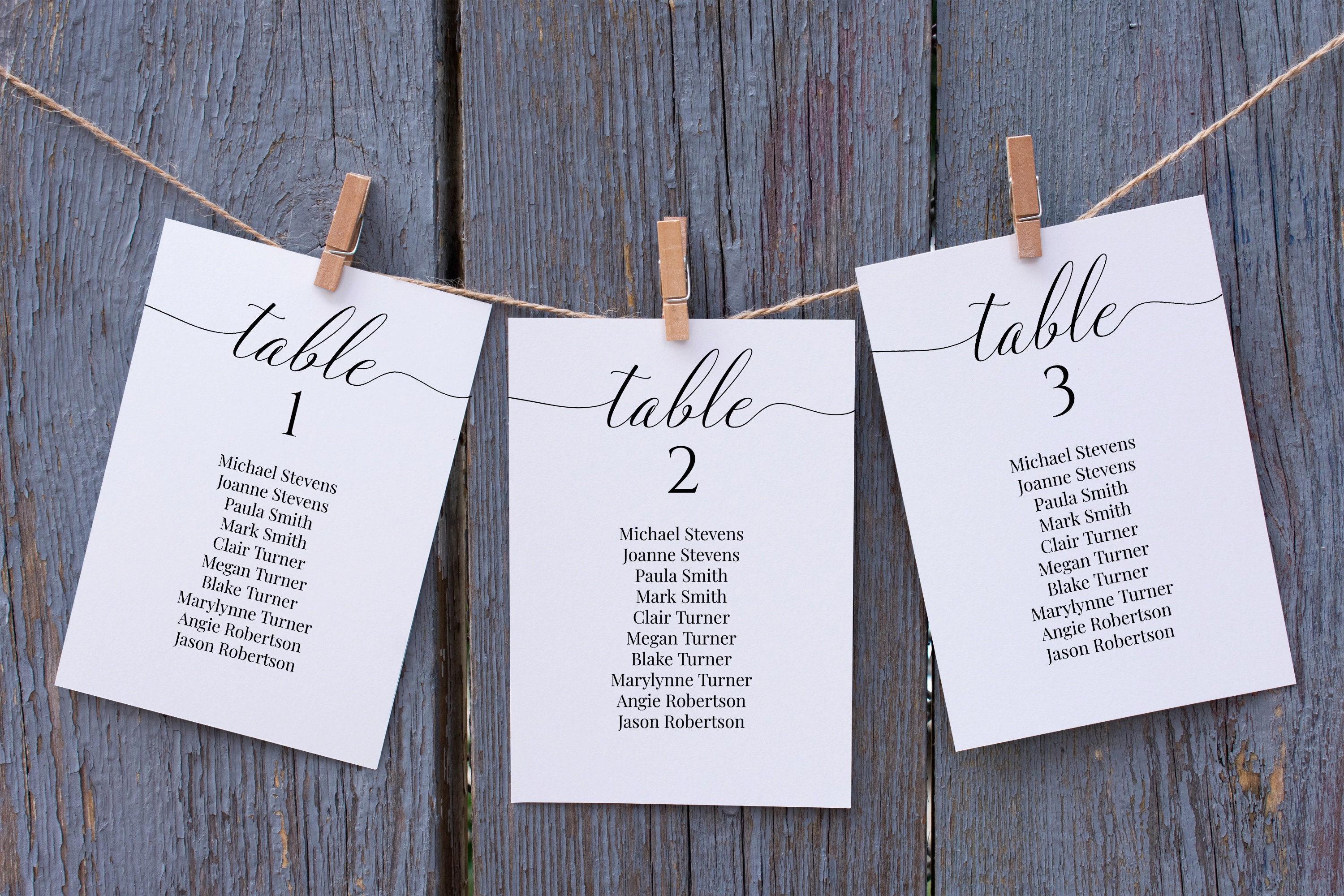 Wedding Table Seating Cards Simple Elegant Reception Seating - Etsy ...
