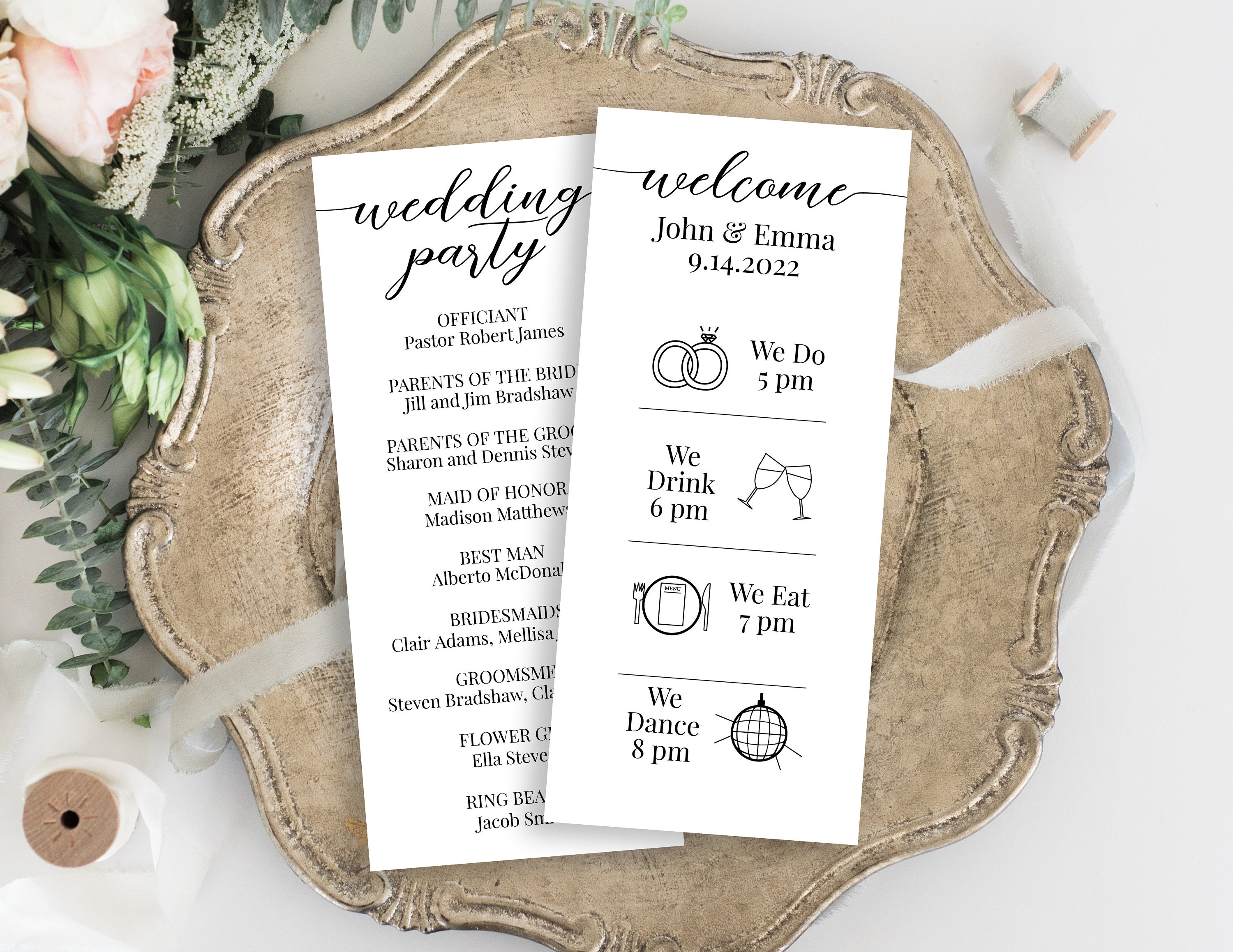 Wedding Program Timeline Order of Events Elegant | Etsy