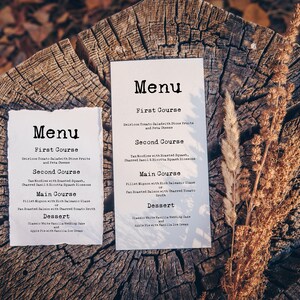 Editable Typewriter Menu Template: Printable Event Table Card (digital ...