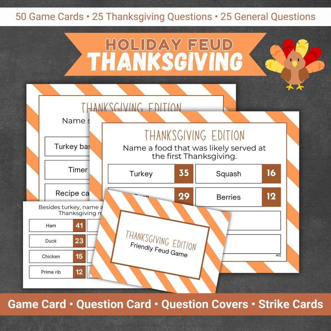Thanksgiving Feud Game Printable Holiday Party Game Family Games ...