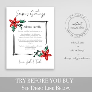 Holiday Letter Template, Year in Review, Christmas Newsletter, Family ...