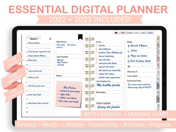 2022 2023 Boho Color Digital Planner Ipad Planner Essential - Etsy