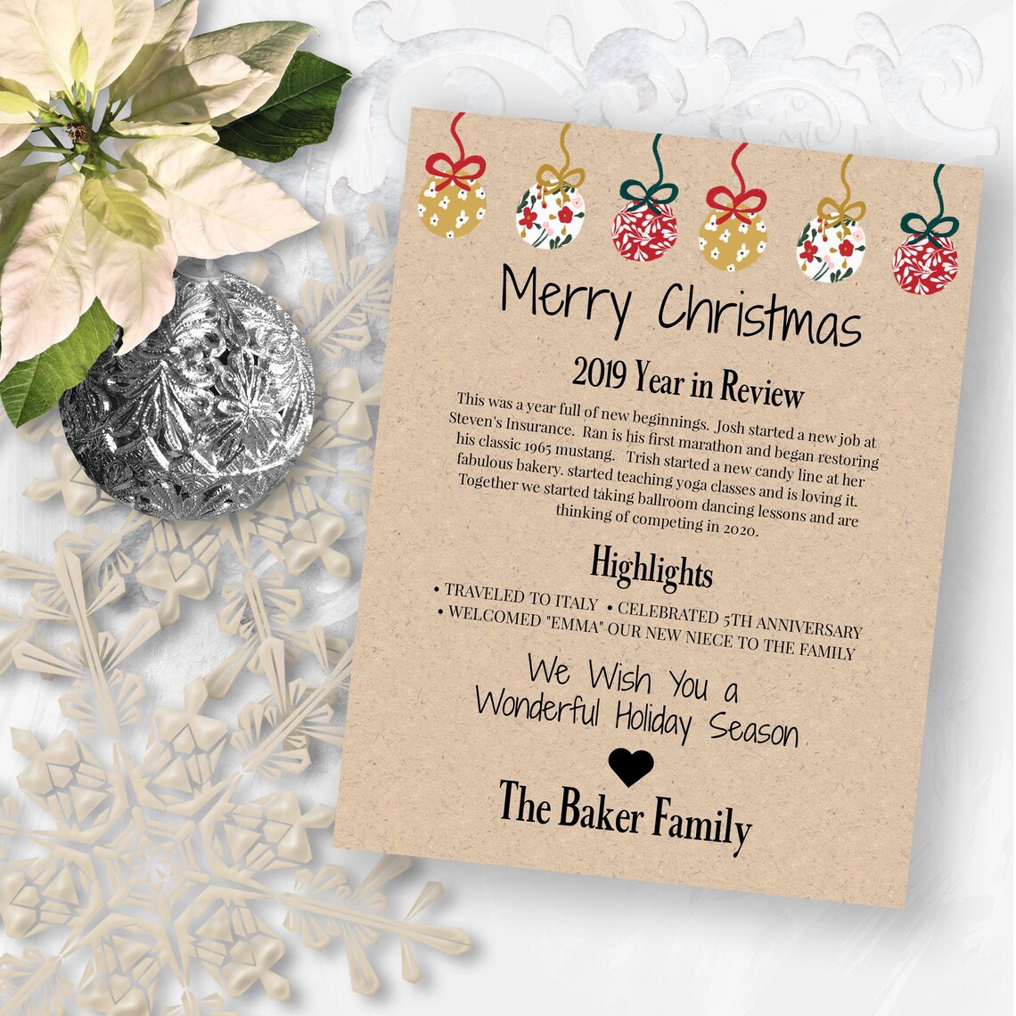 Christmas Letter Template Year in Review Christmas | Etsy