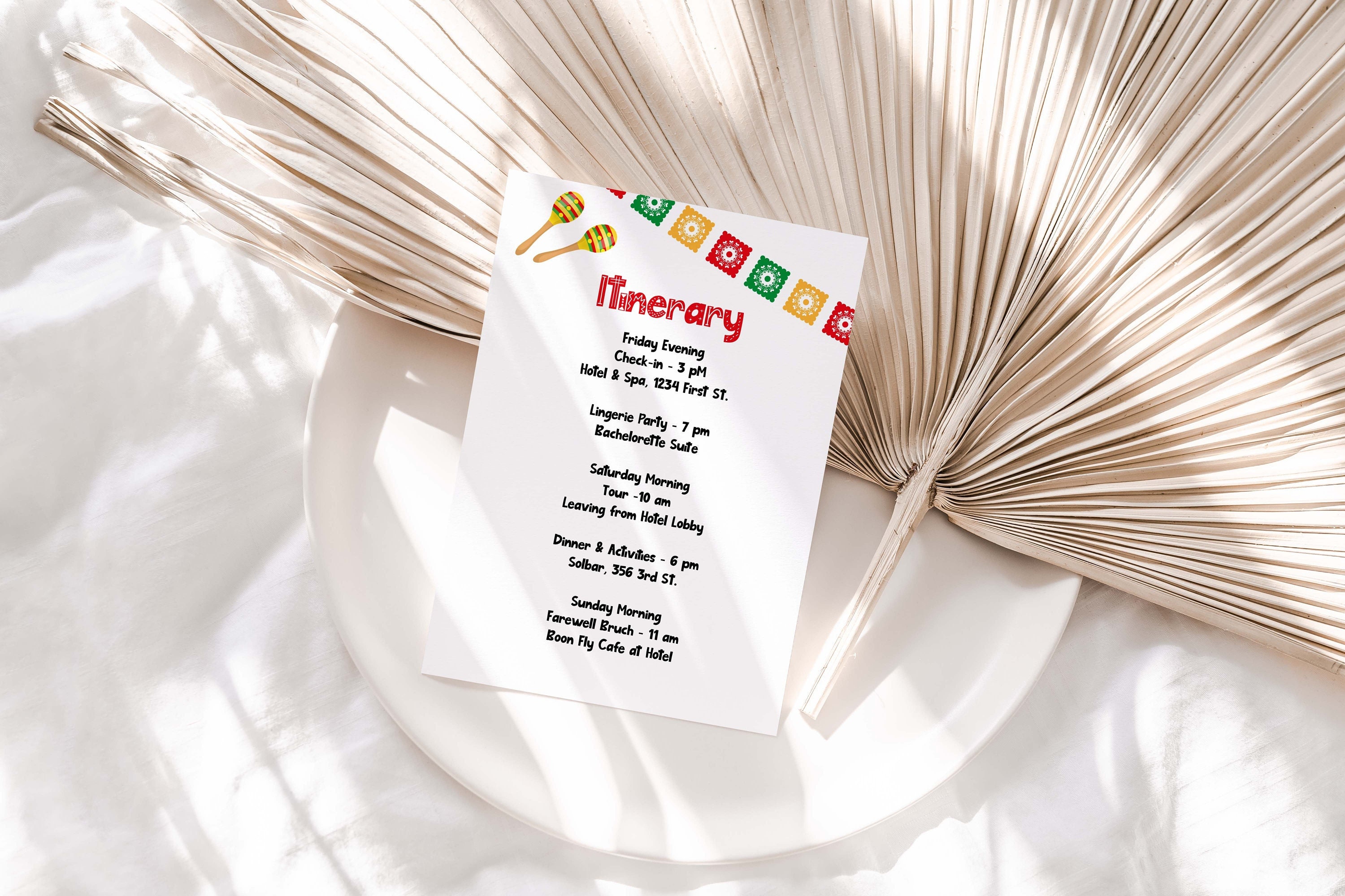 Maraca Itinerary Template Details Card Schedule - Etsy