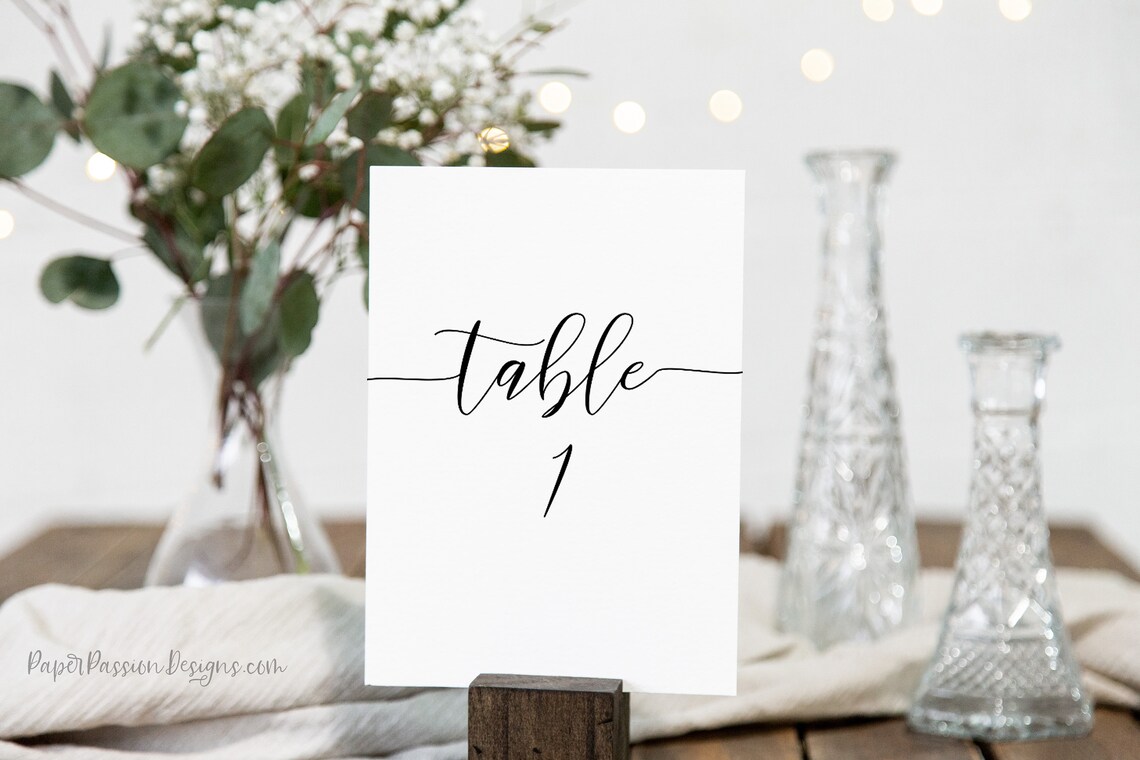 Simplistic Elegant Table Number Template, Flat and Tent Cards, 100% ...