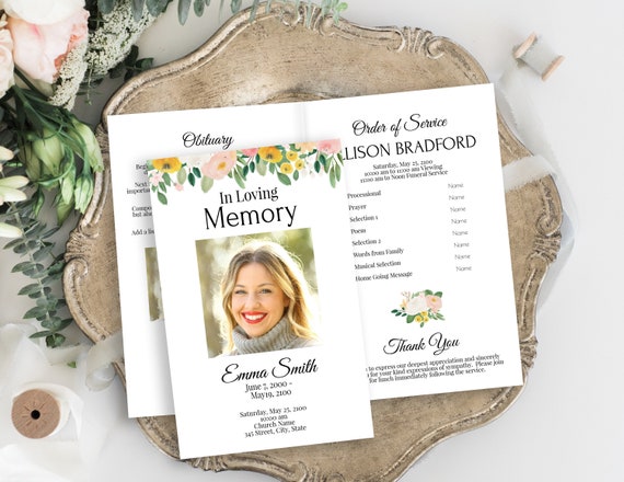 Memorial Program Celebration of Life in Loving Memory - Etsy