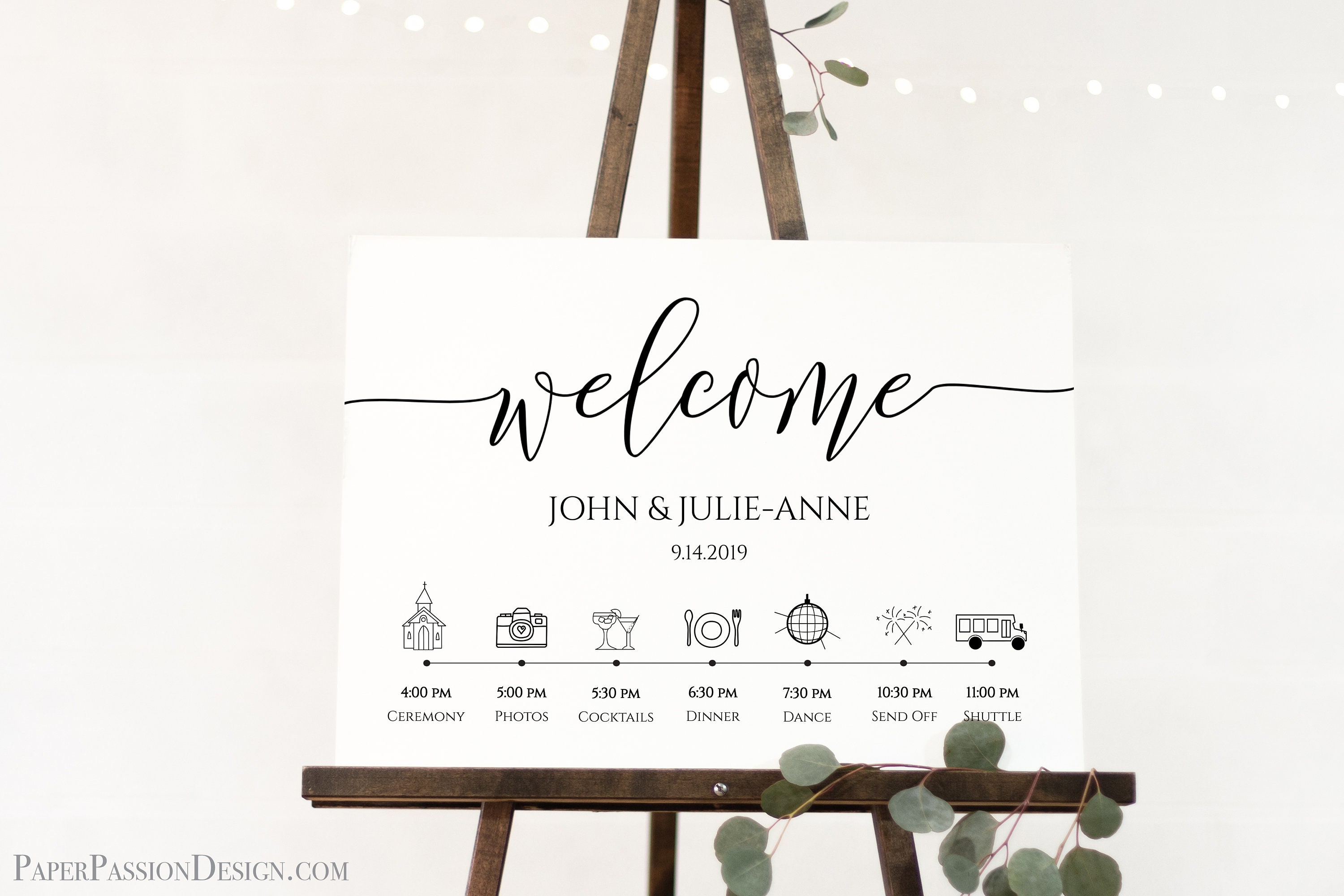 Wedding Welcome Timeline Sign Minimalist Printable Timeline - Etsy