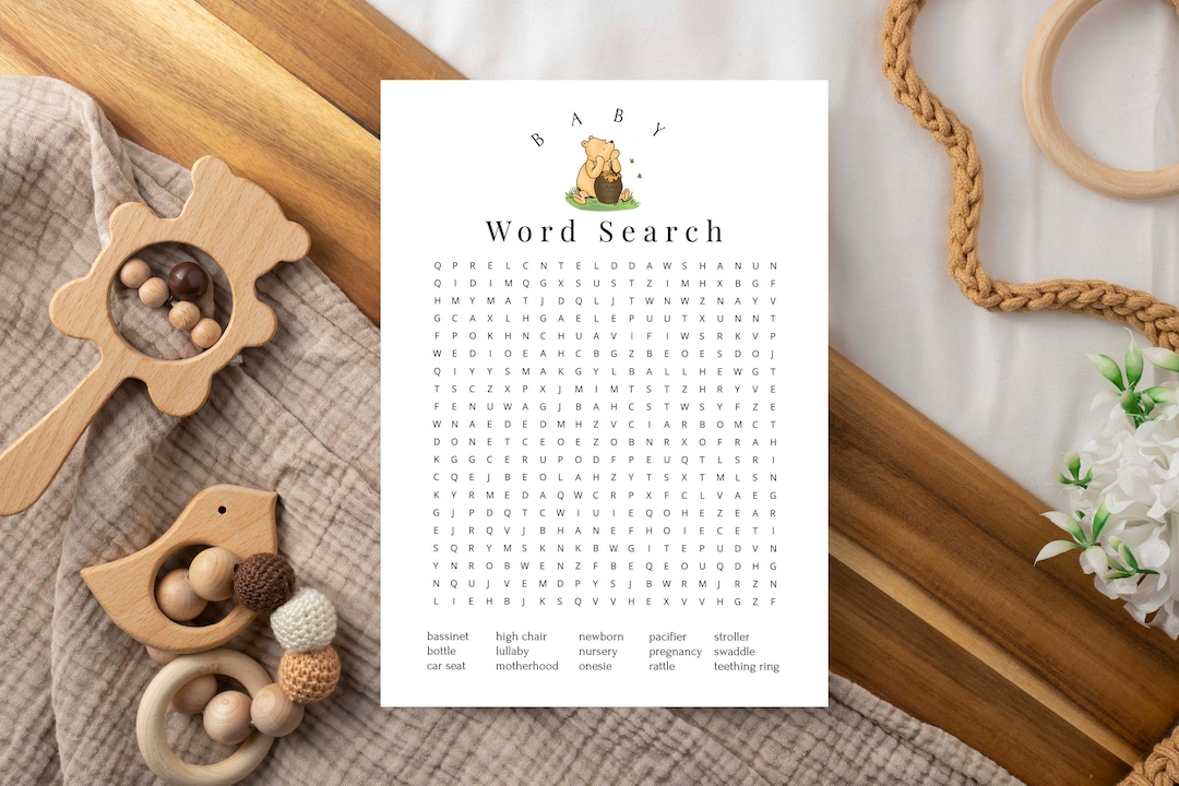 Baby Shower Games, Word Search, Classic Winnie the Pooh, Instant ...