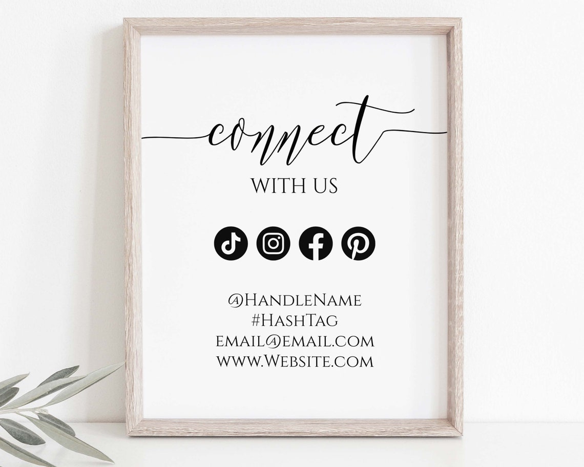 Small Business Social Media Sign Template Connect With Us - Etsy