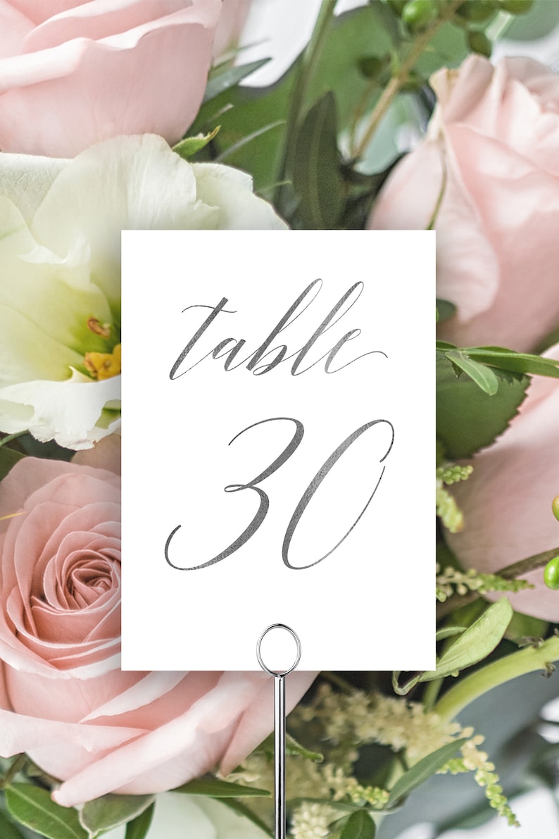 Table Numbers Silver Wedding Table Numbers Printable Classic | Etsy