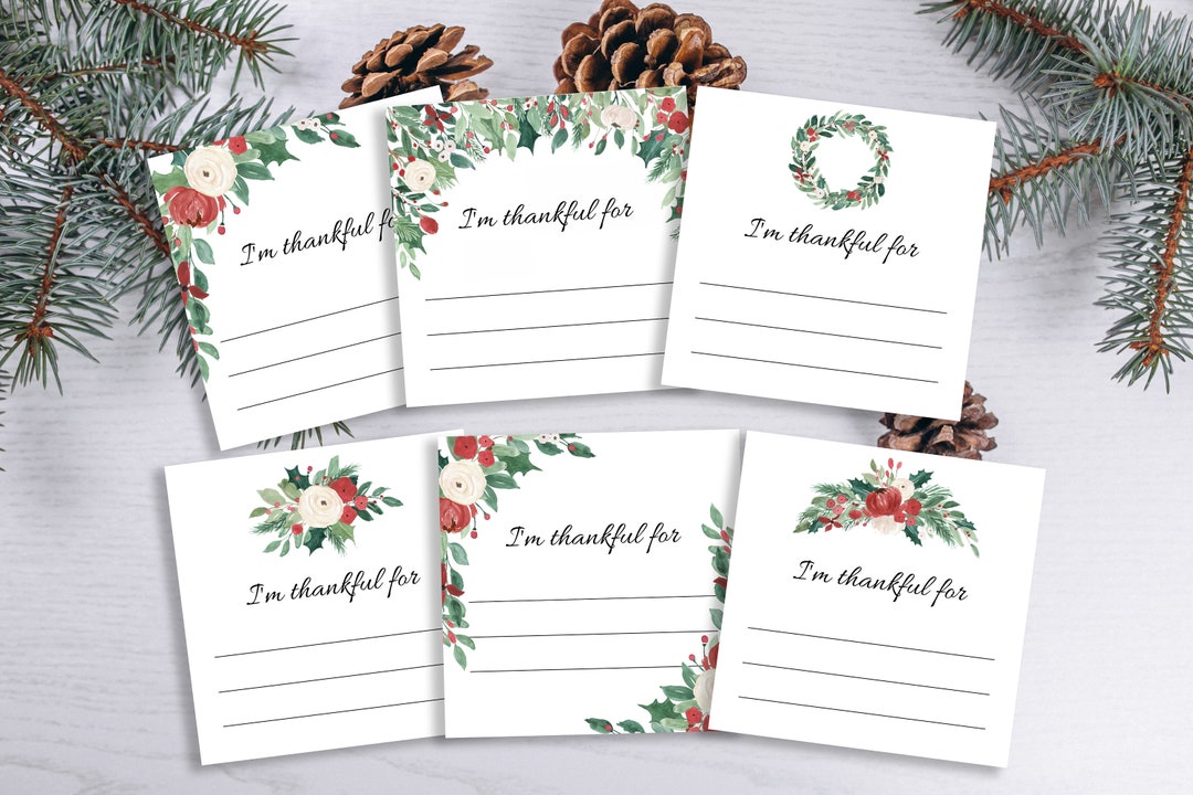 Holiday Gratitude Card Template Christmas Greenery Theme - Etsy