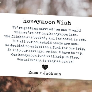 Honeymoon Wish Pome and QR Code Card Template Minimalist - Etsy