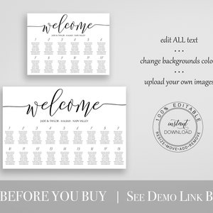 Wedding Elegant Calligraphy Seating Chart Sign, Poster, Display 100% ...