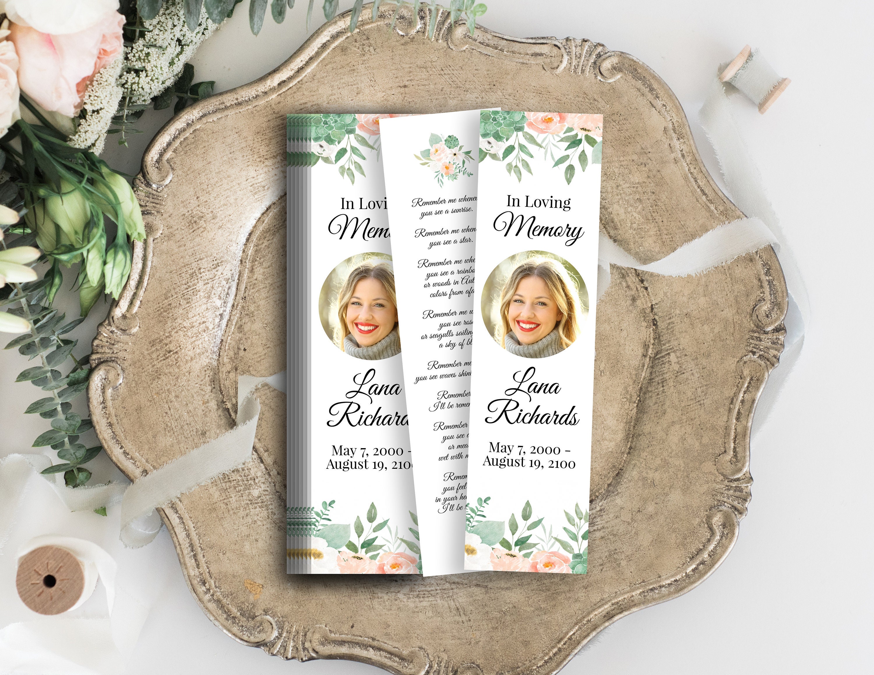 Memorial Bookmark Celebration of Life in Loving Memory - Etsy Canada