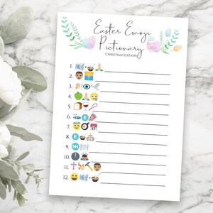 Easter Party Game Printable, Bible Emoji Pictionary, Zoom Christian ...