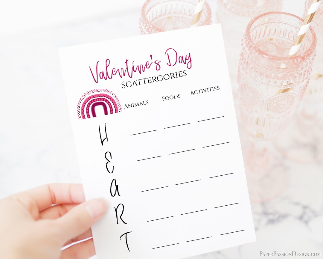 Scattergories Valentine's Day School Party Game, Party Game, Zoom Party ...