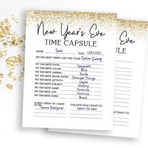 Glitter New Year's Eve Time Capsule Printable Worksheet, Kids New Year ...