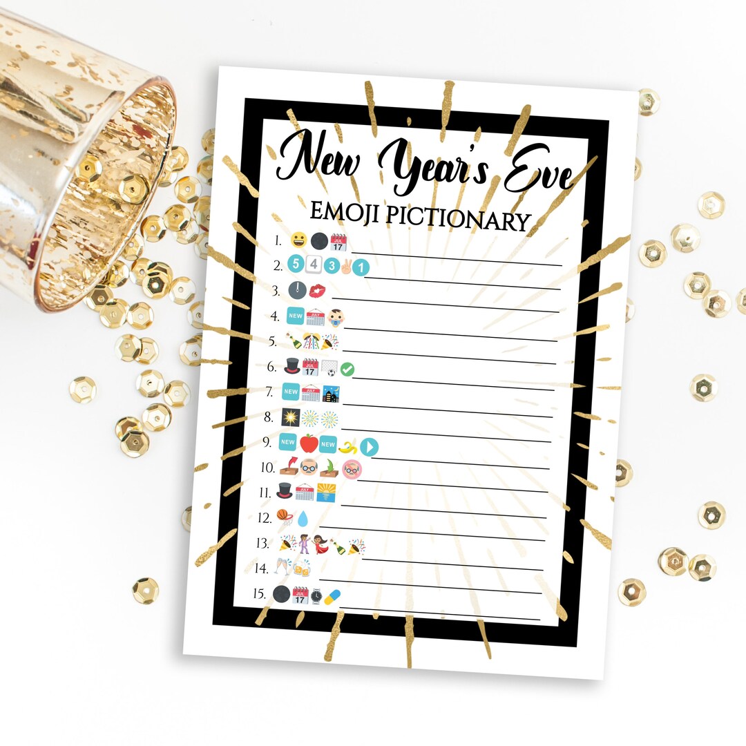 New Year's Eve Emoji Pictionary Game: Printable Party Activity (digital ...