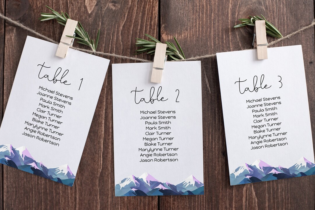Wedding Table Seating Cards Template Seating Chart Find Your - Etsy