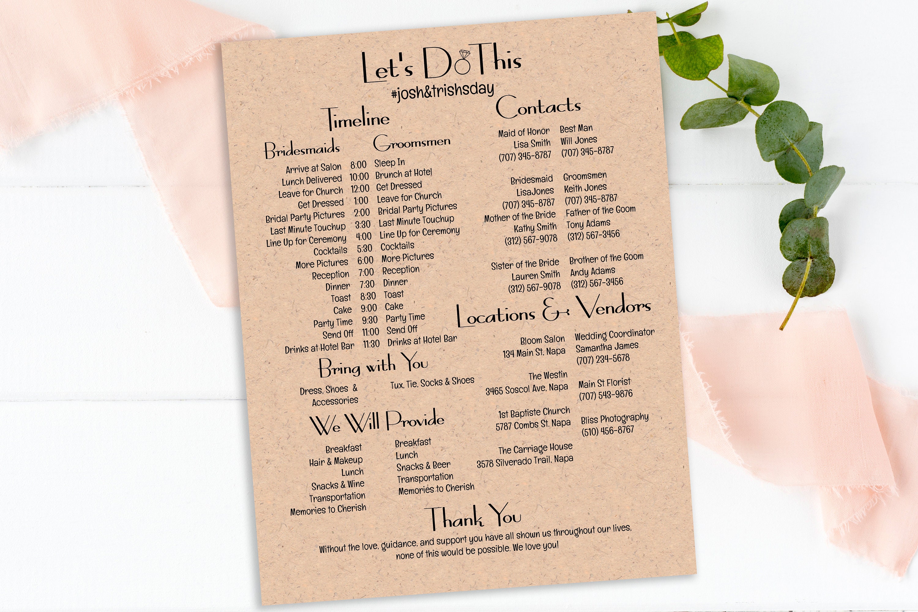 Wedding Party Timeline Diamond Ring Design Printable Wedding - Etsy