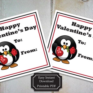 Classroom Valentine Cardspenguin Heart Valentinehappy Valentine's Day ...