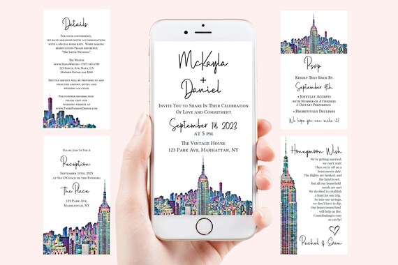 Big Apple Electronic Wedding Invitation Suite Template NYC - Etsy
