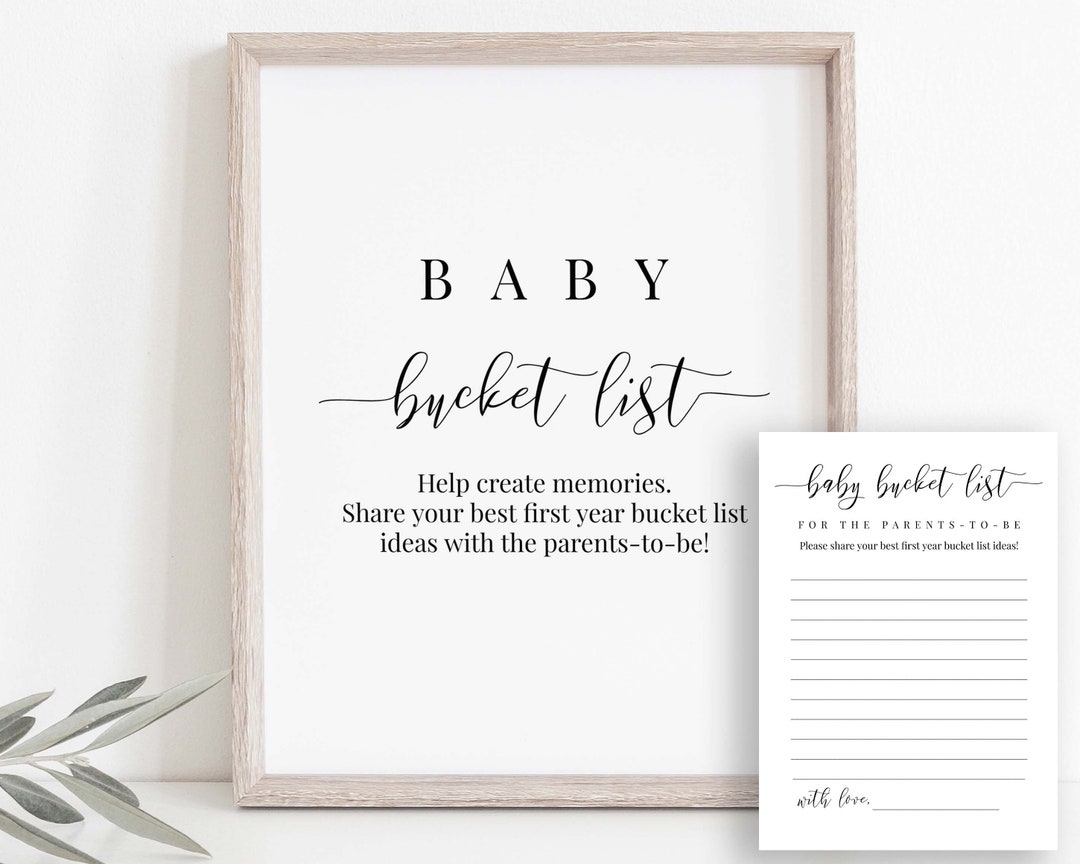 Baby Shower Sign and Card Template, Baby Bucket List, Advice Card ...