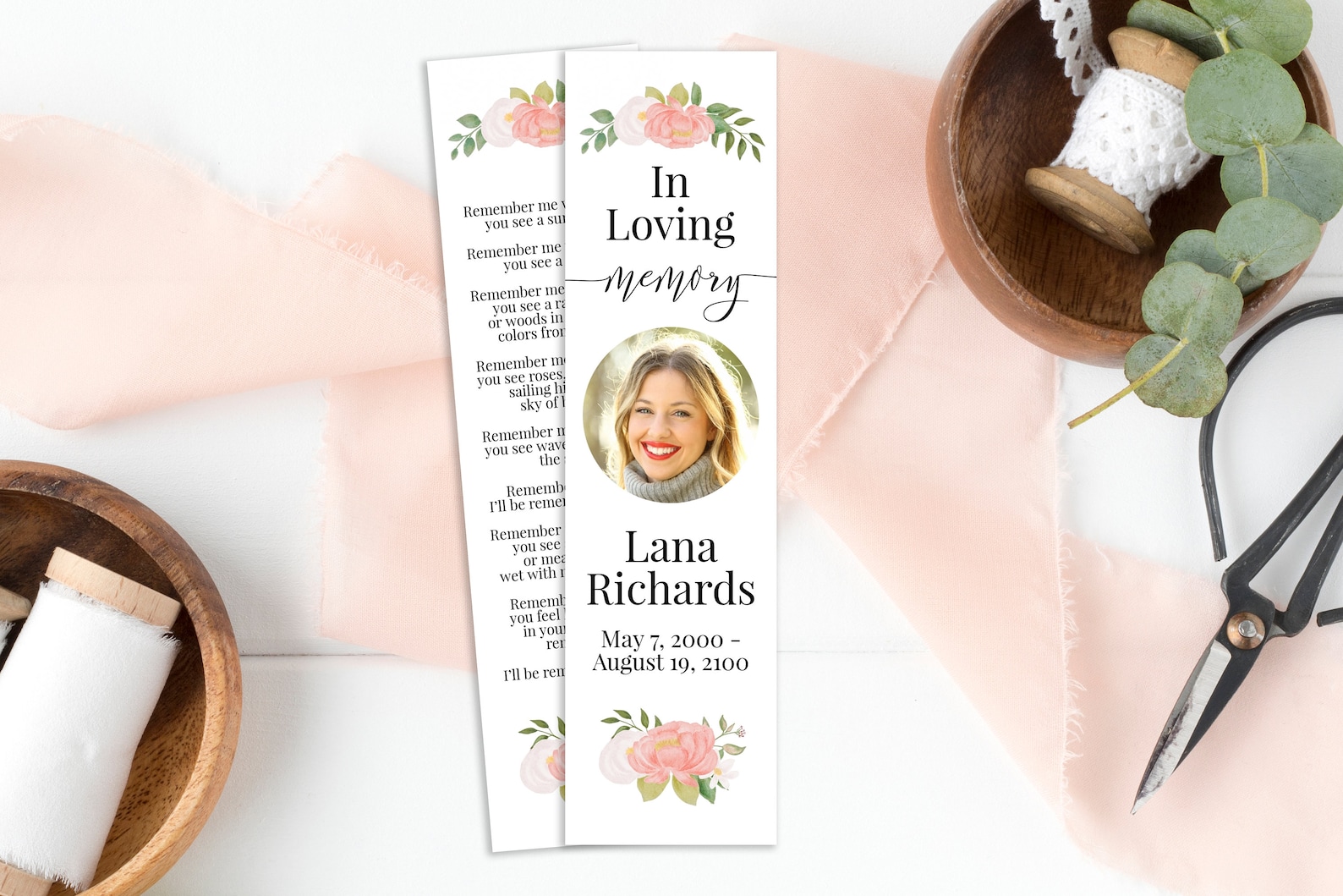 Memorial Bookmark Celebration of Life in Loving Memory | Etsy