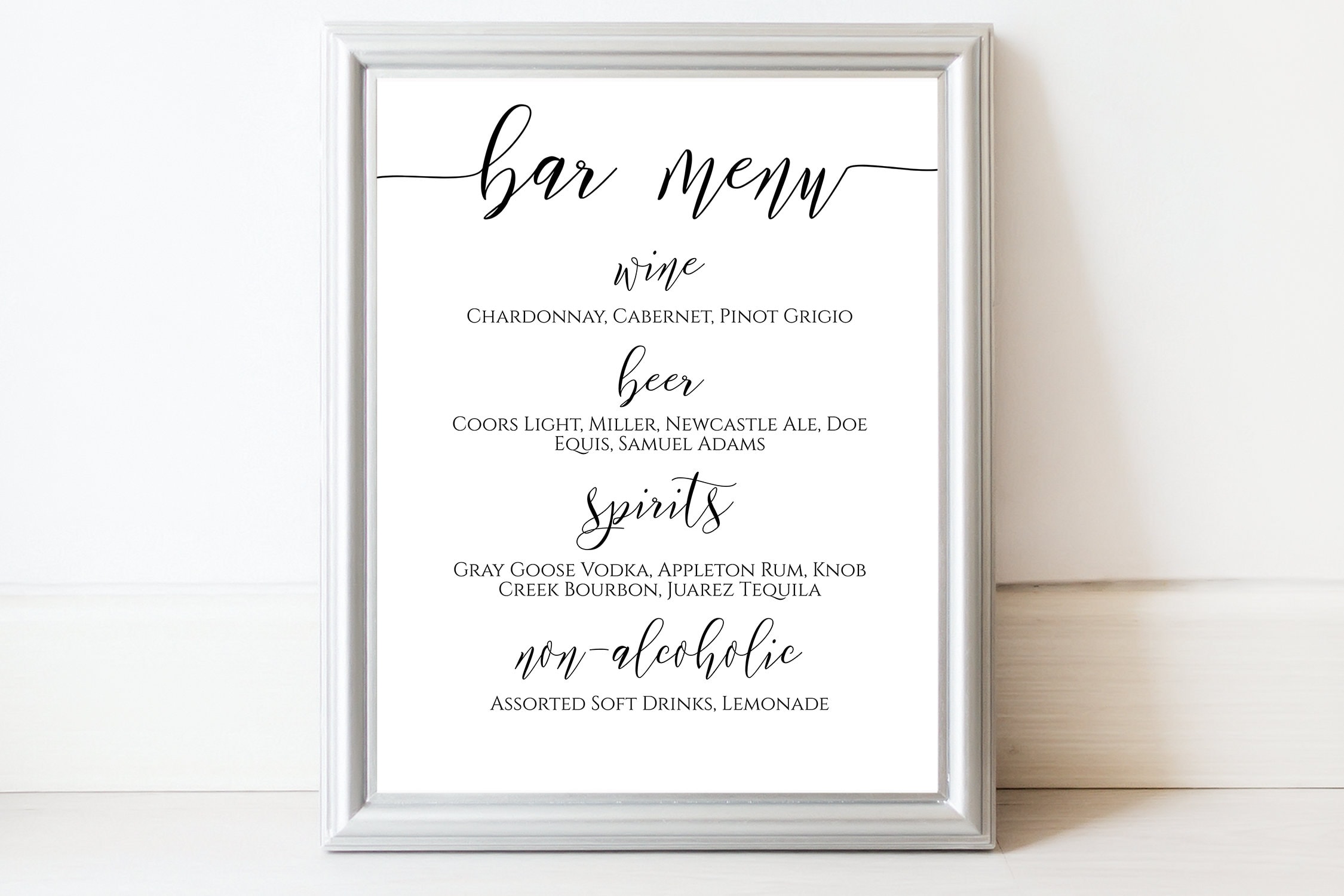 Bar Menu Wedding Reception Drink Menu Wedding Printable | Etsy
