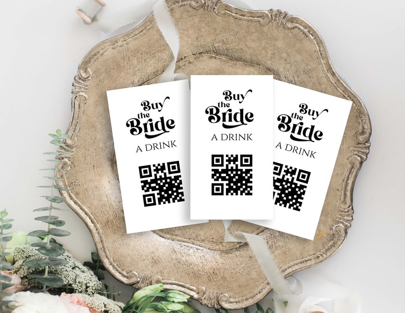 Retro Bride Drink Card QR Code Card Bachelorette Hen Party - Etsy