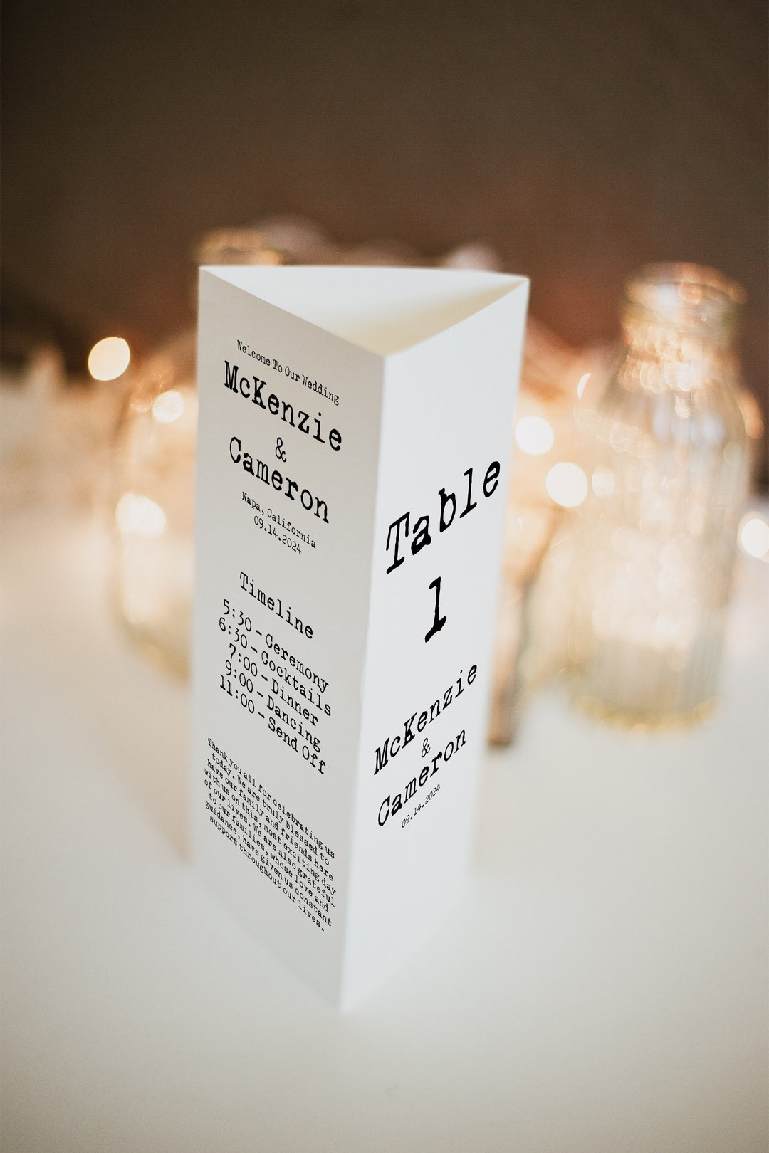Table Number Template, Trifold Table Number Menu and Timeline, Event ...