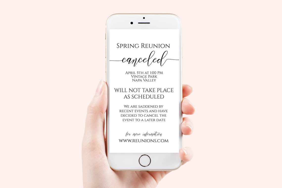Canceled Event Announcement Digital Text Message Template | Etsy