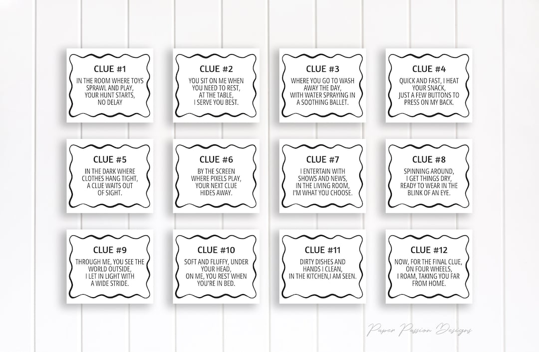 Scavenger Hunt Clues | Indoor Scavenger Hunt for Kids | Editable ...