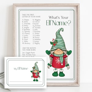 What's Your Elf Name Game, Holiday Activity Sign & Card Template ...
