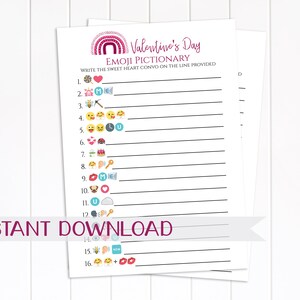 Valentine Party Game, Emoji Pictionary, Zoom School Party, Valentine's ...
