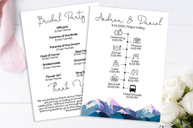 Wedding Program & Timeline Template Wedding Day Plan | Etsy