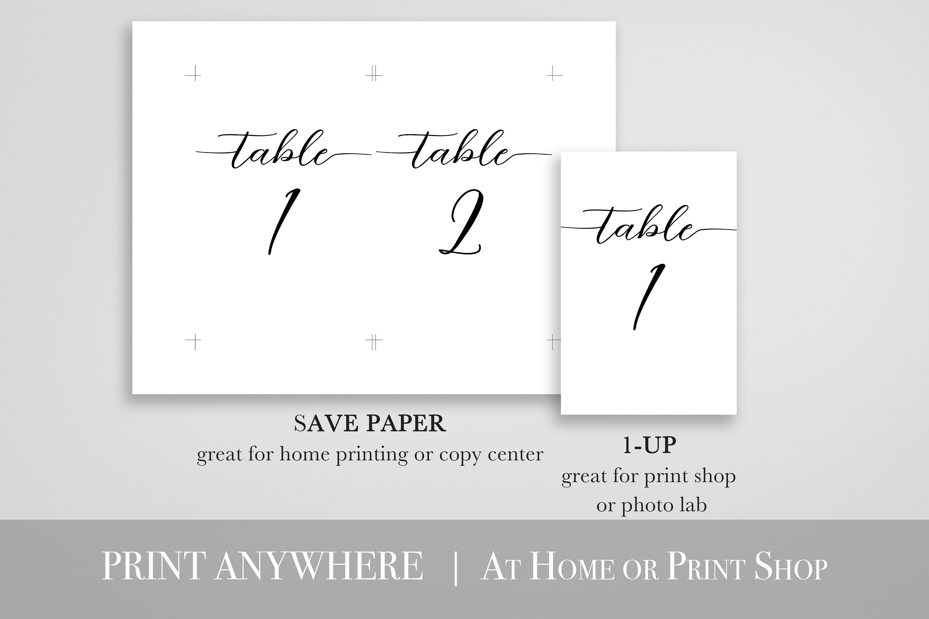 Simplistic Elegant Table Number Template Flat Cards Tables | Etsy
