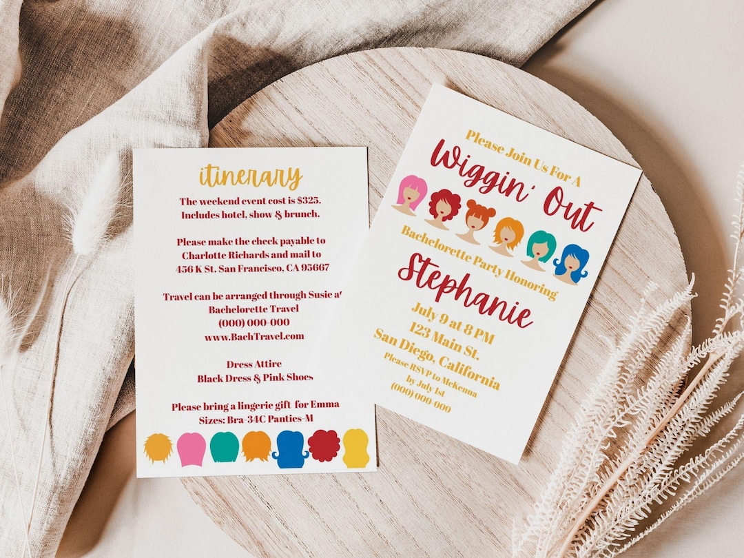 Wiggin' Out Bachelorette Party Invitation Template (digital Download ...