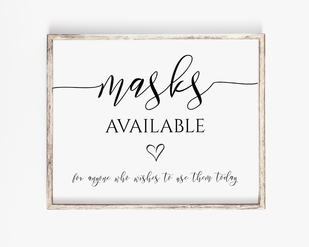 Elegant Masks Available Sign Wedding Mask Sign Please Take a - Etsy