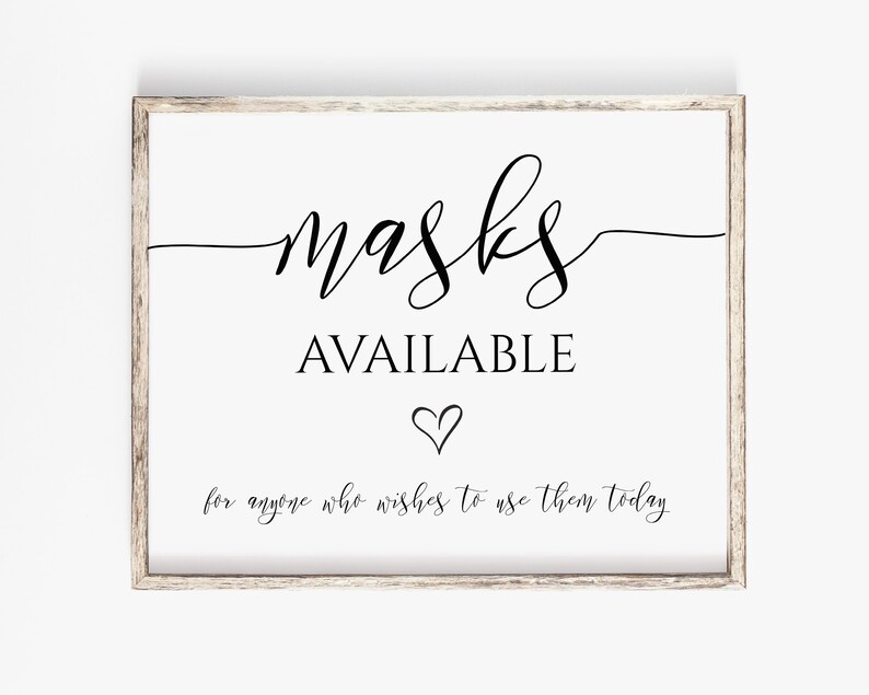 Elegant Masks Available Sign Wedding Mask Sign Please Take a | Etsy