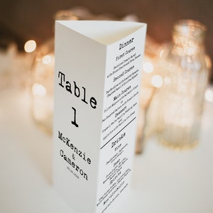 Table Number Template, Trifold Table Number Menu and Timeline, Event ...