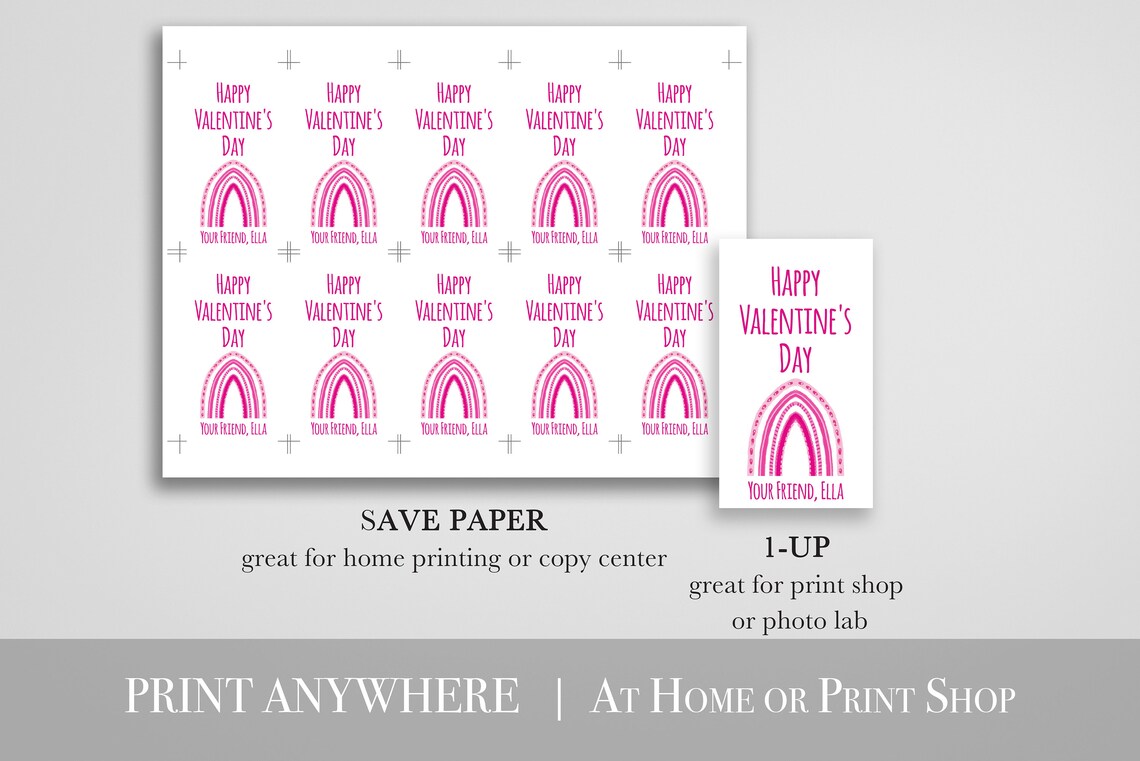 Rainbow Valentine's Day Tag Children Valentine Favor Tag | Etsy