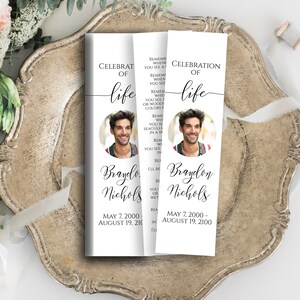 Memorial Package Welcome Sign, Program, Prayer Card, Bookmark ...