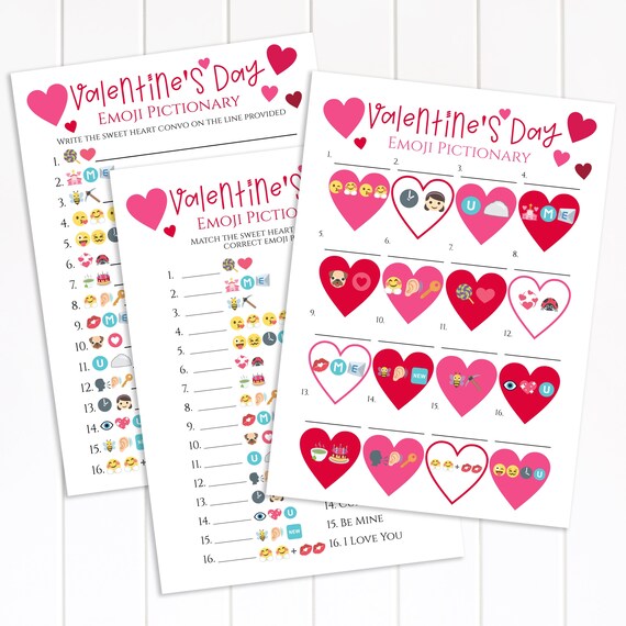 Valentine Conversation Heart Emoji Pictionary Zoom School | Etsy