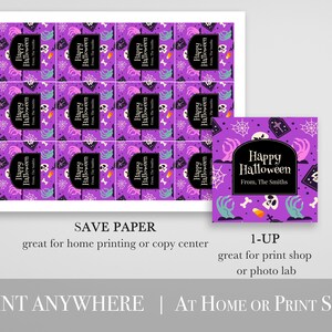 Trick or Treat Favor Tag Editable Treat Bag Square Graveyard Tag ...