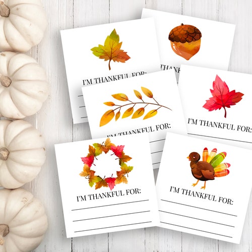 Thanksgiving Gratitude Cards Printable I Am Thankful for - Etsy