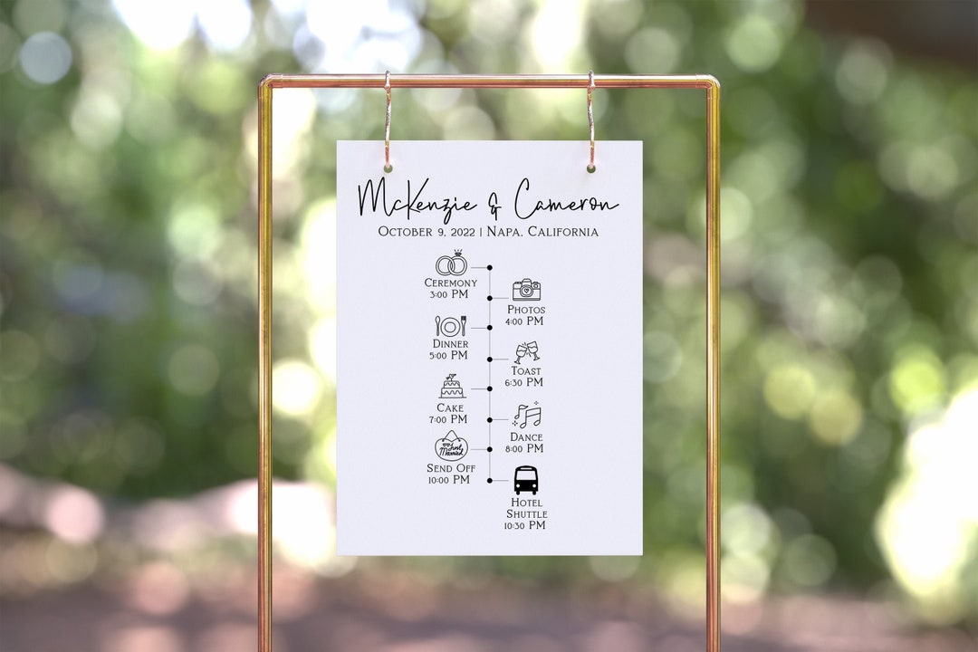 Wedding Day Timeline Sign, Welcome Sign, Wedding Sign, Ceremony ...