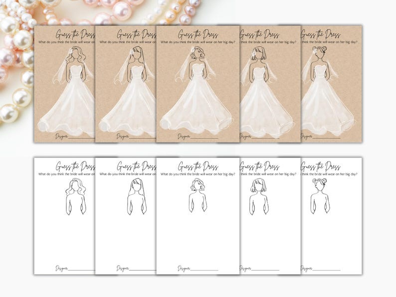 Guess the Dress Bridal Shower Game: Editable Template (digital Download ...