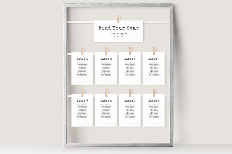 Seating Chart Template Table Number Seating Cards Wedding - Etsy