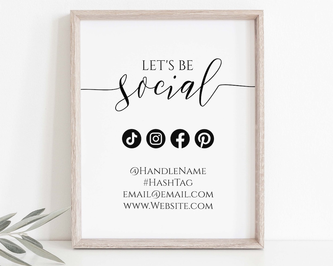 Let's Be Social Sign Template, Small Business Sign, Social Media ...